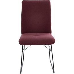 K+w Komfort & Wohnen Kufenstuhl K+W KOMFORT & WOHNEN, rot (bordeaux, schwarz), B:46cm H:91cm T:62cm, Stühle, Drahtgestell in Metall schwarz, Griff am Rücken, Steppung im Sitz