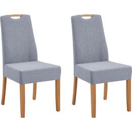 NIEHOFF SITZMÖBEL Esszimmerstuhl NIEHOFF SITZMÖBEL "Molino", blau, Webstoff, Arte blue, Stühle, Griff im Rücken, 2er-Set, Füße und Griff massive Eiche
