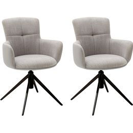 Esszimmerstuhl MCA furniture "Mecana", grau (grau, metall schwarz matt lackiert), B:60cm H:87cm T:64cm, Polyester, Stühle, 2er Set Materialmix, Stuhl 360 drehbar mit Nivellierung, bis 120 kg
