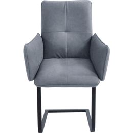 K+w Komfort & Wohnen Freischwinger K+W KOMFORT & WOHNEN, blau (blau, schwarz), B:61cm H:95cm T:60cm, Stühle, Freischwinger, Gestell in Metall schwarz, Steppung im Sitz und Rücken