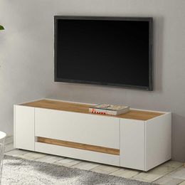 Pharao24.de TV Unterschrank in Weiß und Wildeiche Optik 140 cm breit