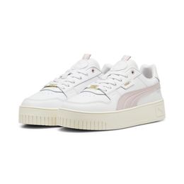 Sneaker Puma "Carina Street Lux Sneakers Damen", Damen, Gr. 36, wei&szlig; (wei&szlig; mauve mist gold pink), Obermaterial: Kuhleder, Synthetik, Leder; Futter: Textil, Synthetik; Innensohle: Textil; Laufsohle: Synthetik, Gummi, Schuhe Sneaker
