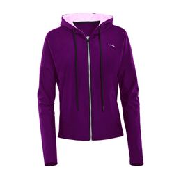 Trainingsjacke WINSHAPE "Functional Comfort Jacket J008C", Damen, Gr. XS, lila (schwarz plum, lavender rose), 85% Polyester, 15% Elasthan, ohne Ausschnitt, Jacken Trainingsjacke, mit Ton-in-Ton-Farbakzent