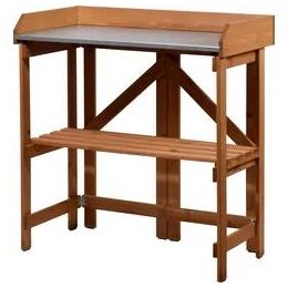Pflanztisch Dobar, braun (braun, hellbraun, natur), B:85cm H:89cm T:44cm, Tische, BxTxH: 85x44x89 cm