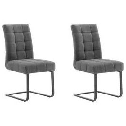 Freischwinger MCA furniture "Salta", grau (dunkelgrau, metall schwarz matt lackiert), B:48cm H:96cm T:64cm, Stühle, (2er-Set), Gestell-Flachrohr, schwarz matt lackiert, Aqua Clean Bezug