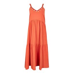 Apricot Bead Embellished Cotton Midaxi Dress ' ' Damen Gr&ouml;&szlig;e 44 orange Winterkleid