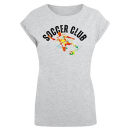 F4NT4STIC T-Shirt 'Soccer Club Sport Fan Artwork' Damen Gr&ouml;&szlig;e XS gelb / hellgrau / rot / schwarz