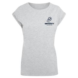 F4NT4STIC T-Shirt 'University Soccer Club Classic Minimalist' Damen Gr&ouml;&szlig;e XXXL hellgrau / schwarz