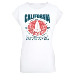 F4NT4STIC T-Shirt 'California skull summer vibes' Damen Gr&ouml;&szlig;e XXXL petrol / rot / wei&szlig;