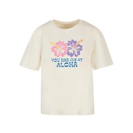 F4NT4STIC T-shirt 'You had me at Aloha' Damen Gr&ouml;&szlig;e S sand / blau / lila / altrosa