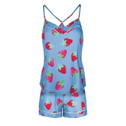 PJ Salvage Pyjama 'Farmers Market' Damen Gr&ouml;&szlig;e L hellblau / hellgr&uuml;n / rot Winterkleid