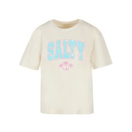 F4NT4STIC T-Shirt 'Beach Summer Vacation Salty' Damen Gr&ouml;&szlig;e S sand / aqua / pink
