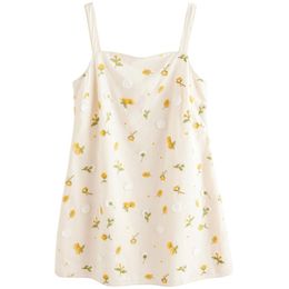next Kleid Damen Gr&ouml;&szlig;e 52 creme / dunkelgelb / kiwi / wei&szlig;