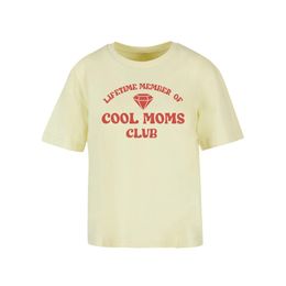F4NT4STIC T-Shirt 'Mothers Day Cool Moms Club Membership Trendy Motherhood' Damen Gr&ouml;&szlig;e M pastellgelb / rot