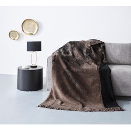 Guido Maria Kretschmer Home & Living Wohndecke "Frode", grau (braun, anthrazit), B:150cm L:200cm, Baumwolle, Polyacryl, Polyester, GUIDO MARIA KRETSCHMER HOME & LIVING, Wohndecken, Kuschelweich