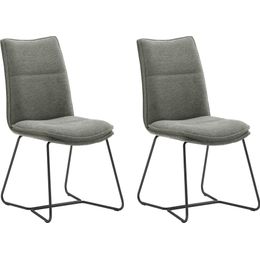 Stuhl MCA furniture "Hampton", grün (olive, schwarz matt lackiert), B:48cm H:94cm T:65cm, Stühle, Kufenstuhl Esszimmerstuhl, 2er Set, mit Griff, Belastbarkeit 120 Kg, Sitzhöhe ca. 49 cm