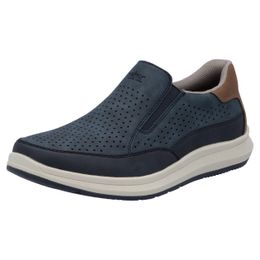 Slip-On Sneaker Rieker, Herren, Gr. 40, blau (jeansblau, braun), Lederimitat, Schuhe, Slipper, Schlupfschuh, Halbschuh mit seitlichen Stretcheins&auml;tzen