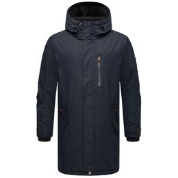 Kurzmantel STONE HARBOUR "Lanzoo", Herren, Gr. M50, blau (navy), Obermaterial: 100% Polyester, Futter: 100% Polyester, Ärmelfutter: 100% Polyester, Wattierung: 100% Polyester, Sportlich, gerade, hoch geschlossener Ausschnitt, Mäntel, Cooler Herren Übergangsmantel mit großer Kapuze