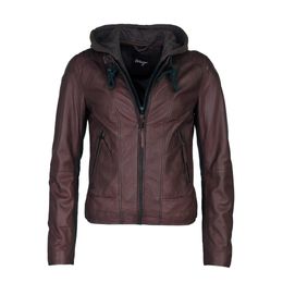 Lederjacke Maze "42021133", Damen, Gr. L, braun (schwarz braun), Obermaterial: 100% Lammleder; Innenfutter: 100% Polyester; Kapuze: 55% Baumwolle, 45% Polyester, Jacken