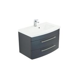 Posseik Badm&ouml;bel Waschtisch Luna 80 mit runder Front anthrazit seidenglanz