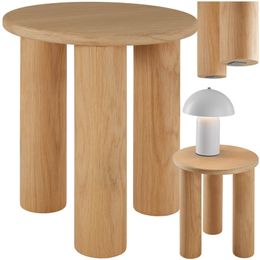 TecTake&reg; Beistelltisch, rund, furnierte MDF-Tischplatte, bodenschonende Filzgleiter