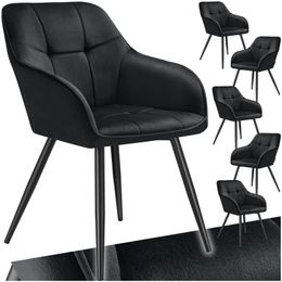 TecTake&reg; Esszimmerstuhl, gepolstert, in Samtoptik, gesteppt, schlanke Stahlbeine, 58 x 62 x 82 cm