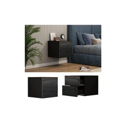VICCO Nachtschrank Sofie 49,6 x 45 cm, Schwarz Hochglanz, 2 Schubladen