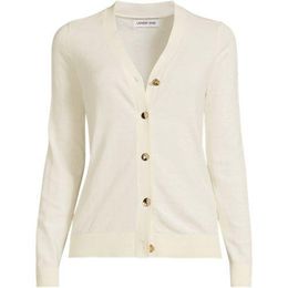 LANDS' END Cardigan aus Baumwolle/Seidenmix, Damen,  Wei&szlig;, Baumwolle/Seide/Nylon, by Lands' End