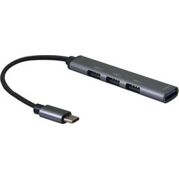 helos HUB, 4in1 USB-C 3.2 St./3x USB-A 2.0 Bu. + 1x USB-A 3.0 Bu., spacegrau