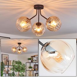 hofstein Koyoto Deckenleuchte Glas 15 cm Bernsteinfarben, Klar, 3-flammig