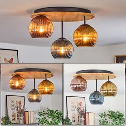 hofstein Koyoto Deckenleuchte Glas 15 cm Naturfarben, Schwarz, 3-flammig