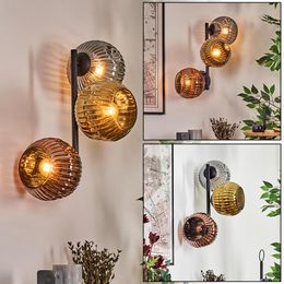 hofstein Ripoll Wandleuchte Glas 15 cm Gold, Kupferfarben, Rauchfarben, 3-flammig