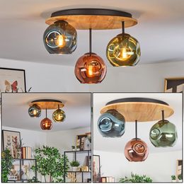 hofstein Ripoll Deckenleuchte Glas 15 cm Naturfarben, Schwarz, 3-flammig