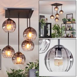 hofstein Koyoto Deckenleuchte Glas 15 cm Klar, Rauchfarben, 5-flammig