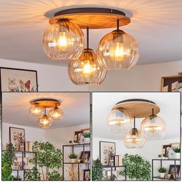 hofstein Koyoto Deckenleuchte Glas 20 cm Naturfarben, Schwarz, 3-flammig