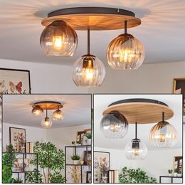 hofstein Koyoto Deckenleuchte Glas 15 cm Naturfarben, Schwarz, 3-flammig
