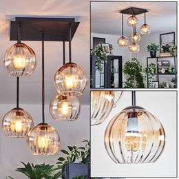 hofstein Koyoto Deckenleuchte Glas 15 cm Bernsteinfarben, Klar, 5-flammig