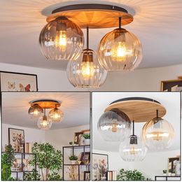 hofstein Koyoto Deckenleuchte Glas 20 cm Naturfarben, Schwarz, 3-flammig