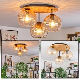 hofstein Koyoto Deckenleuchte Glas 20 cm Naturfarben, Schwarz, 3-flammig