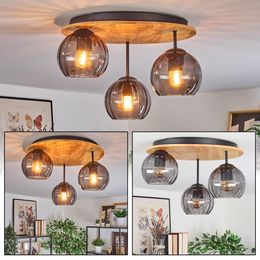 hofstein Koyoto Deckenleuchte Glas 15 cm Naturfarben, Schwarz, 3-flammig