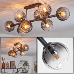hofstein Koyoto Deckenleuchte Glas 15 cm Klar, Rauchfarben, 8-flammig