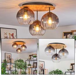 hofstein Koyoto Deckenleuchte Glas 20 cm Naturfarben, Schwarz, 3-flammig
