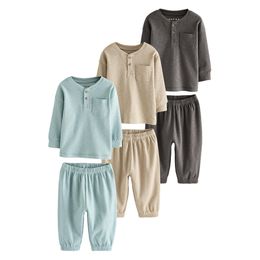next Schlafanzug Jungen Gr&ouml;&szlig;e 80 hellblau / taupe / dunkelgrau