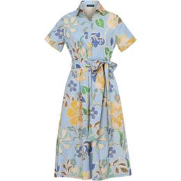 Highmoor Halbarm-Kleid mit G&uuml;rtel Bleu/Blumen (Gr&ouml;&szlig;e: 34)
