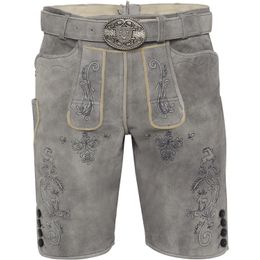 Kr&uuml;ger Buam Kr&uuml;ger Buam Kurze Lederhose mit G&uuml;rtel Hellgrau (Gr&ouml;&szlig;e: 58)