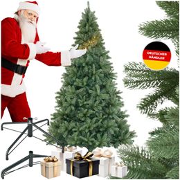 TecTake&reg; Weihnachtsbaum, verschiedene Gr&ouml;&szlig;en, k&uuml;nstlich in Gr&uuml;n, mit PVC- und Spritzgussnadeln, formbar mit viel Volumen, pulverbeschichteter Metallst&auml;nder mit Kunststoffkappen