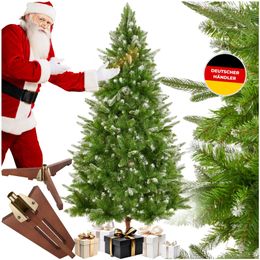 TecTake&reg; Weihnachtsbaum , k&uuml;nstlich in Gr&uuml;n, PVC- und Spritzgussnadeln, beschneite Spitzen, formbar mit viel Volumen, klappbarer Baumst&auml;nder aus Holz, 110 x 180 cm