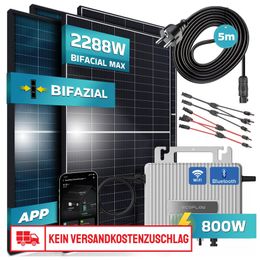 SUNNIVA&reg; 1760W Balkonkraftwerk 800W komplett Steckdose, Ecoflow 800W Wechselrichter, PV Solaranlage Komplettset, 4x 440W BIFAZIAL, BLACK Frame, Single Glas Solarmodule, inkl. 5m Kabel
