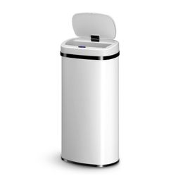 Juskys Automatik M&uuml;lleimer mit Sensor 70L - Abfalleimer mit elektrischem Deckel rechteckig - Wei&szlig;