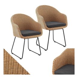Juskys Rattan Korbsessel Cody 6er Set mit Kissen - Indoor & Outdoor Rattanst&uuml;hle - Korbst&uuml;hle Natur